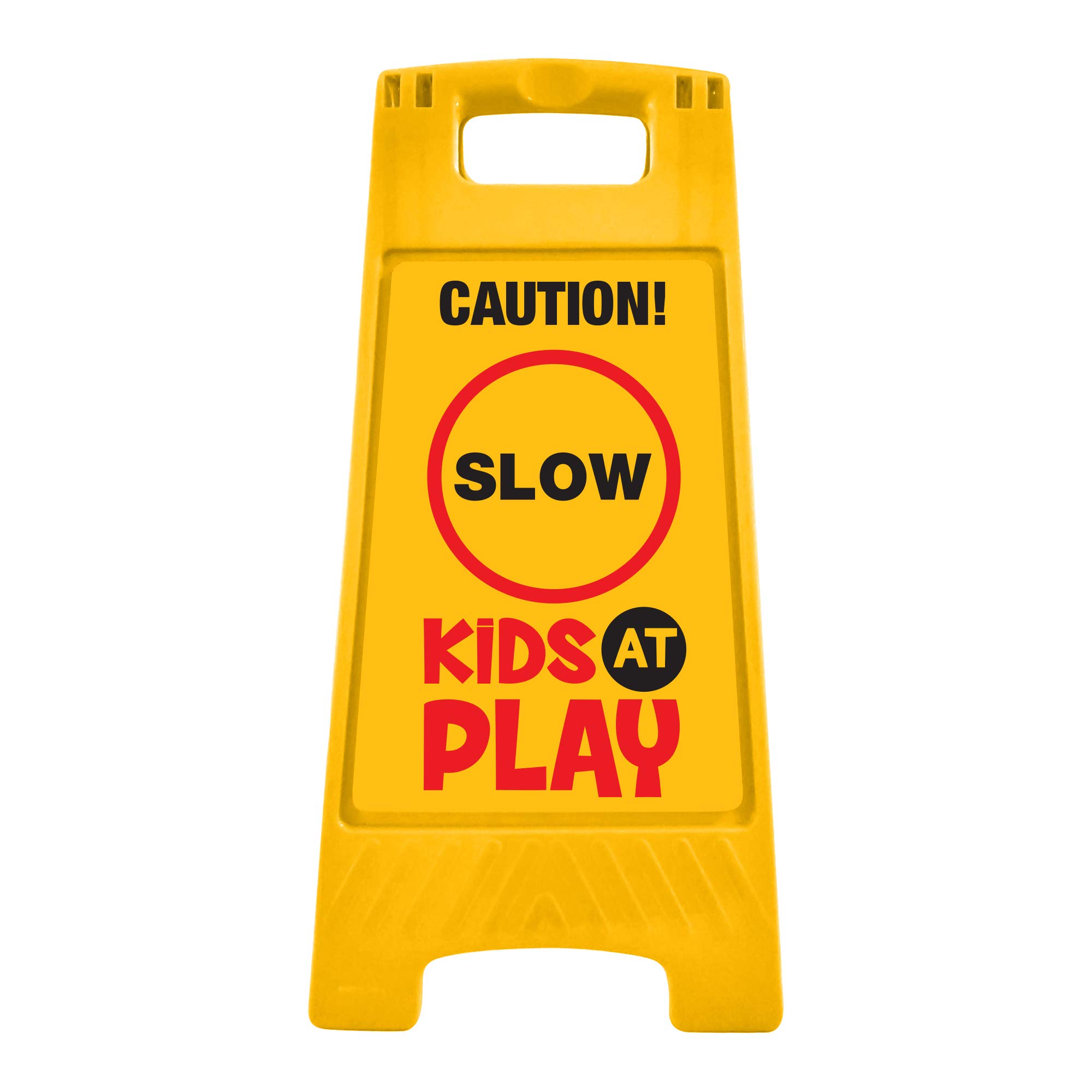 Essentially Yours 2 Pack Caution! Slow, Kids at Play | High Vis Yellow Double Sided Street Safety Sign