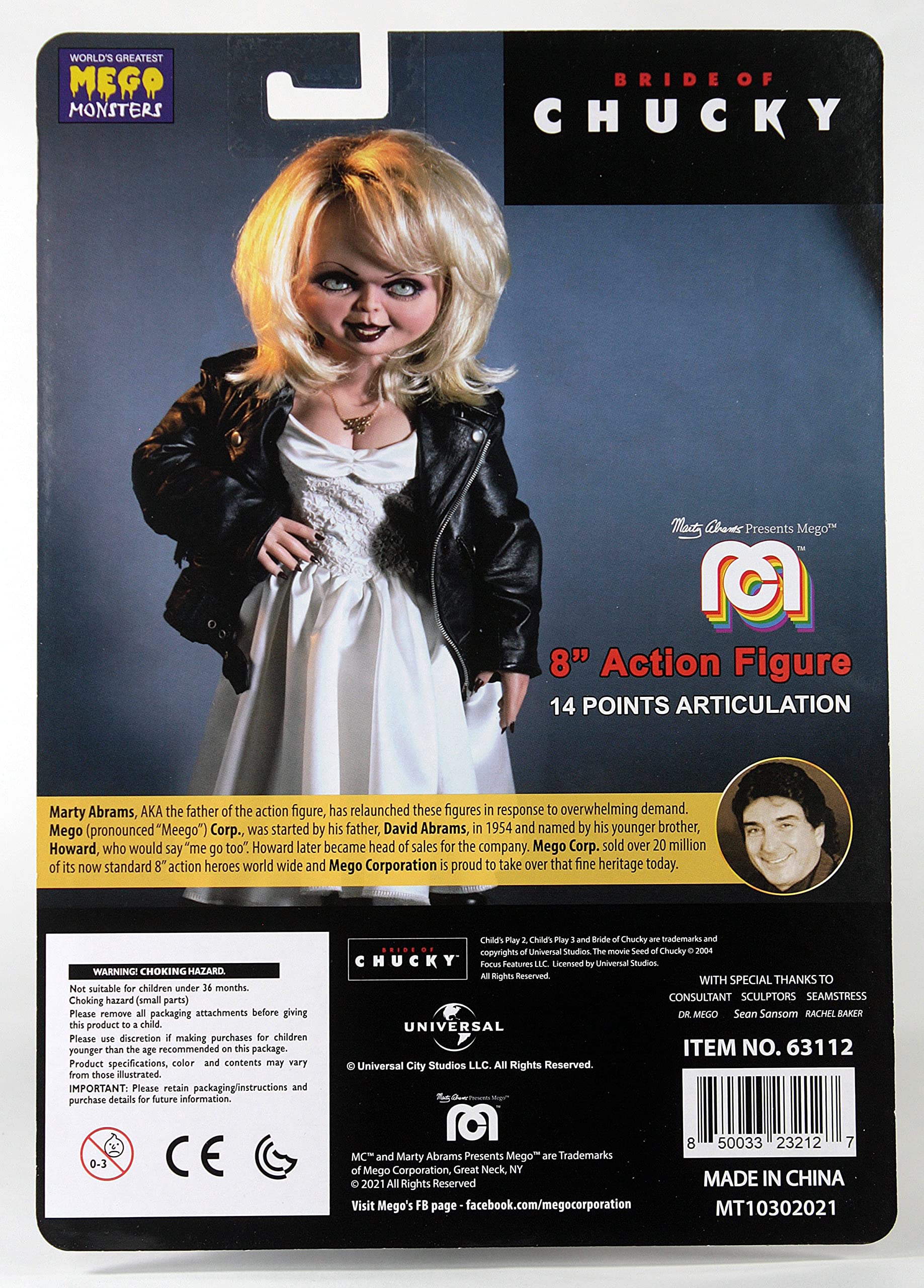 Mego Bride of Chucky Tiffany Action Figure 20cm, Multicolour, Standard, Cookie Padding Coin Purse H