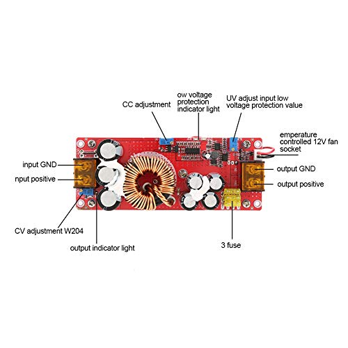 DC DC Voltage Step Up Converter Boost Power Module 10-60V to 12-97V 1500W 30A CC CV