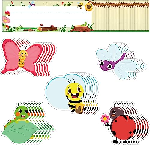 BeYumi 60Pcs Insects Cutouts Nameplates Classroom Accents Name Tags Back to School Butterfly Ladybug Bee Dragonfly Caterpillar Bulletin Board Decoration Set for Elementary Preschool Kindergarten