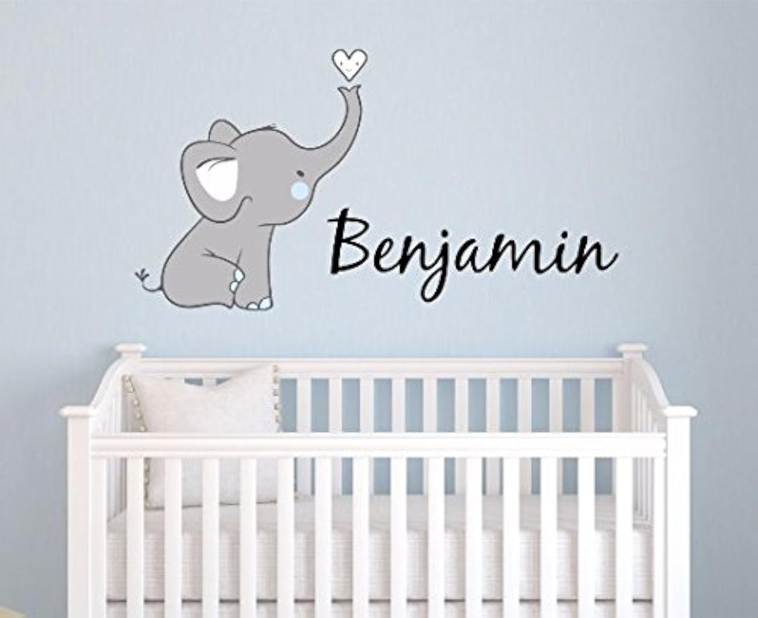 Boys Nursery Elephant Custom Personalized Name Wall Decal (Large), Nursery Elephant Wall Decals, Boys Personalized Decals Elephants, Nursery Decals, Nursery Wall Decals, Plus Free Hello Door Decal