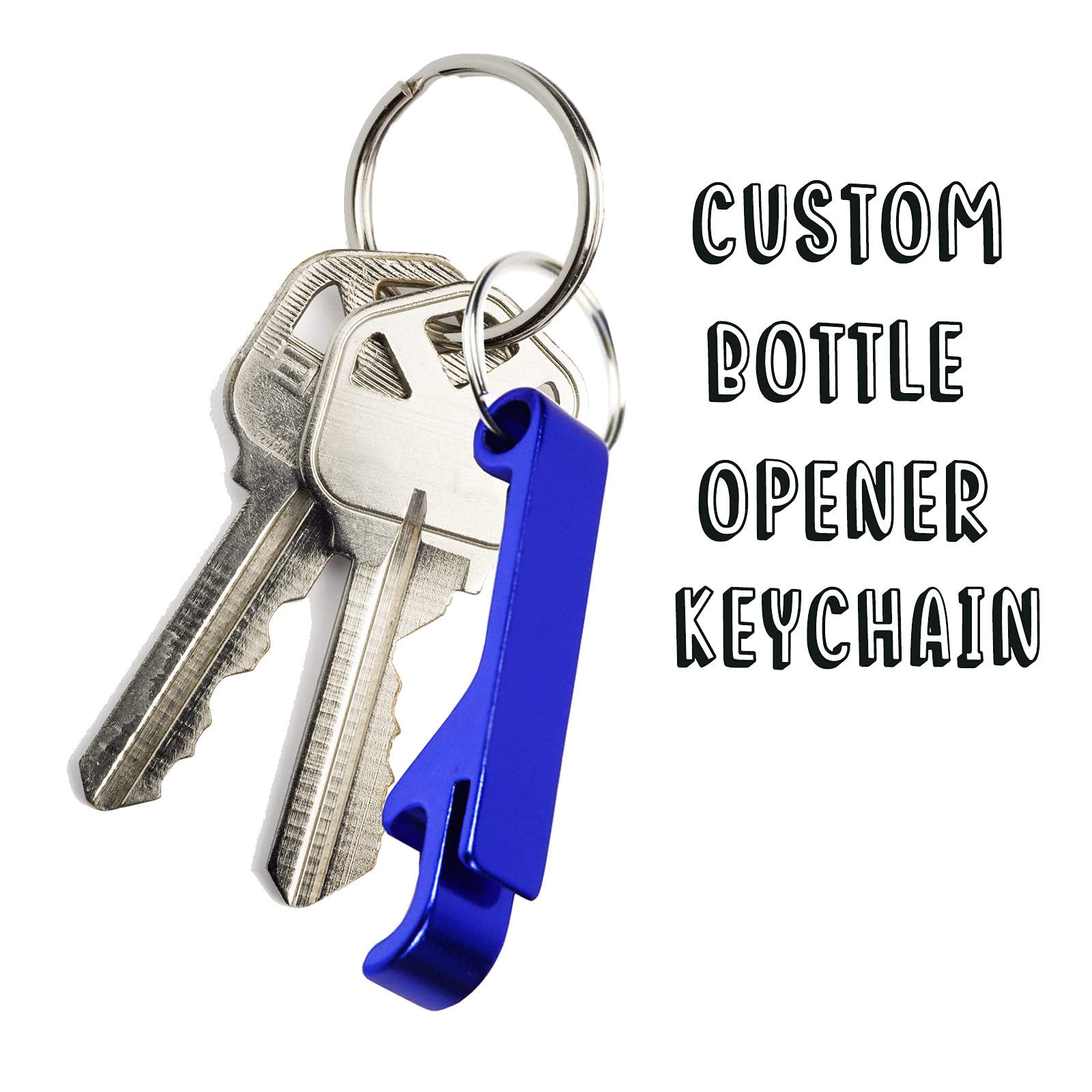 50 Pcs Personalized Bottle Opener Keychain Bulk,Engraved Text,Logo,Metal Custom Can Bottle Cap Opener,Customized Gift for Fathers Day,Wedding Favors,Groomsmen,Party,Anniversary,Black