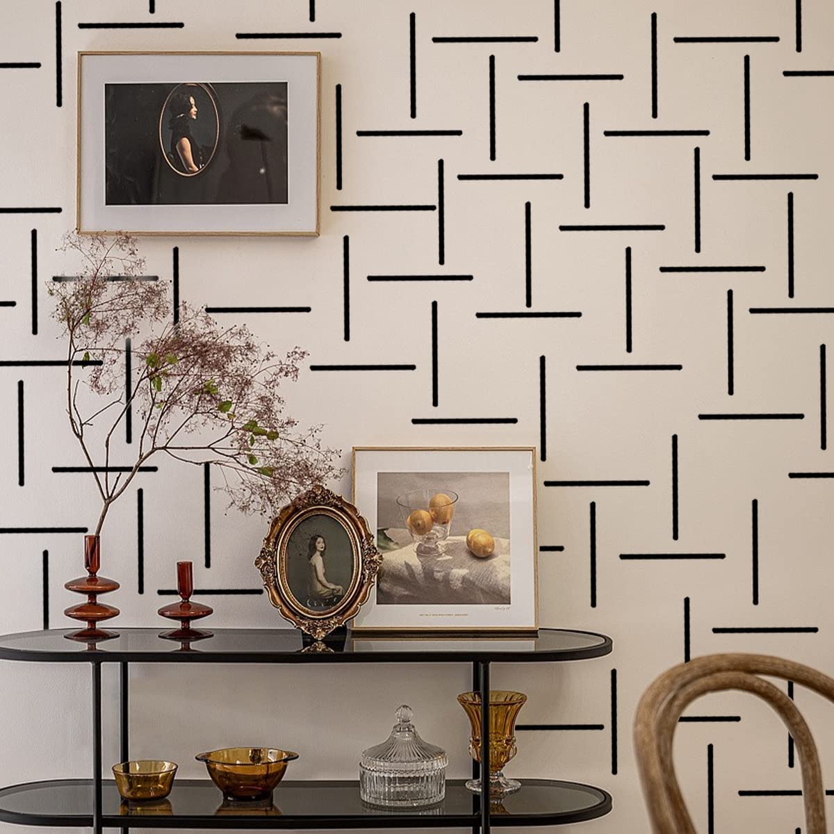 480 Pieces Line Wall Decals Boho Line Wall Stickers Abstract Wall Art Decor Black Line Wall Stickers Removable Peel and Stick Modern Stickers for Nursery Kids Room Farmhouse Decor