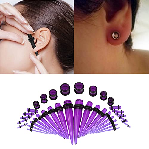 36pcs Acrylic Ear Gauges Taper Taper Kit Ear Stretching Kit Ear Body Piercing Jewelry Gift[Transparent ]