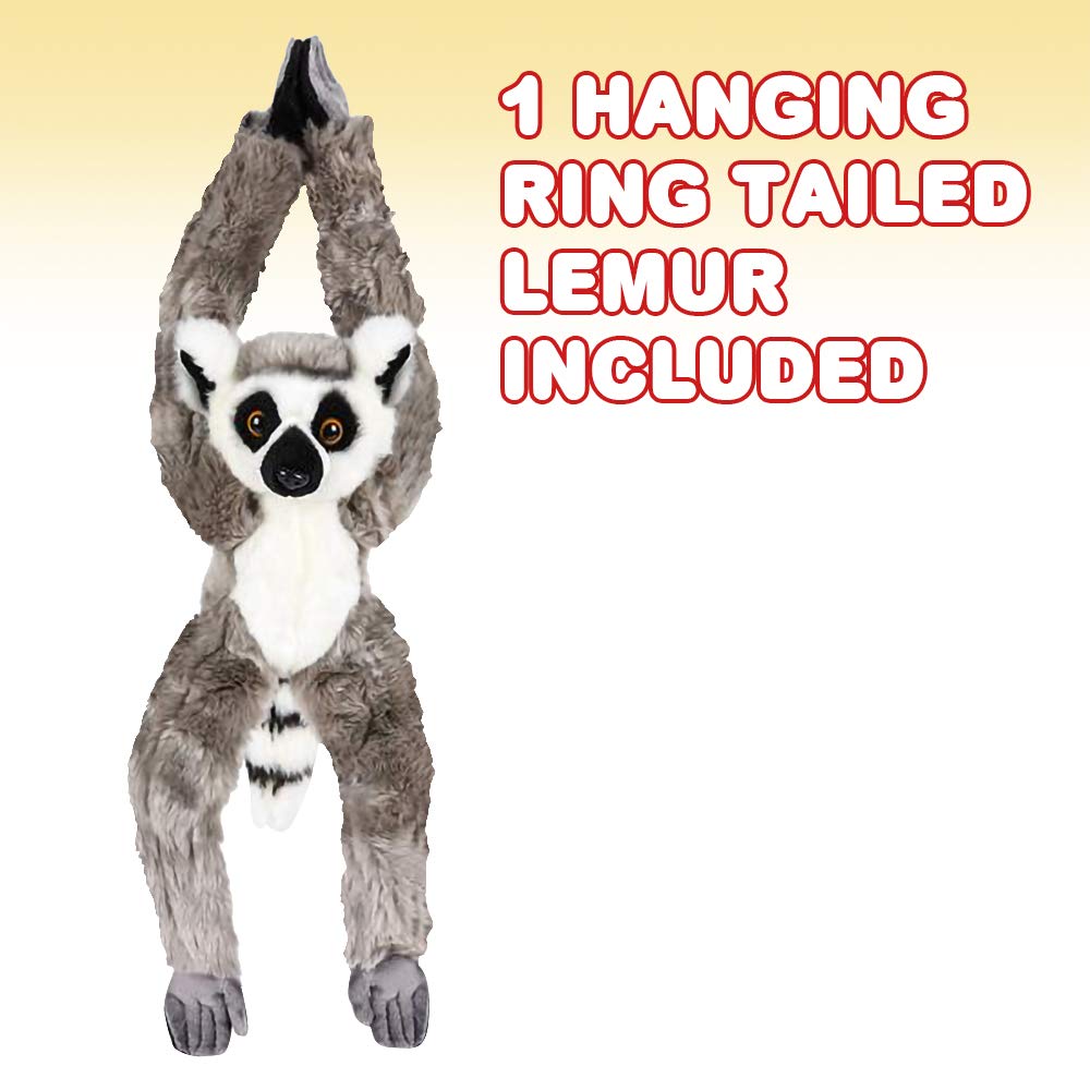 ArtCreativity Hanging Ring Tailed Lemur Plush Toy, 17.5 Inch Stuffed Ring Tailed Lemur with Realistic Design, Soft and Huggable, Cute Nursery Decor, Best Birthday Gift for Boys and Girls