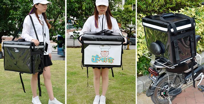 MAXBA Waterproof take-out boxes, delivery boxes, home dinner boxes, insulated food delivery backpacks, pockets and receipt windows, reusable refrigerated bags for food and beverage delivery