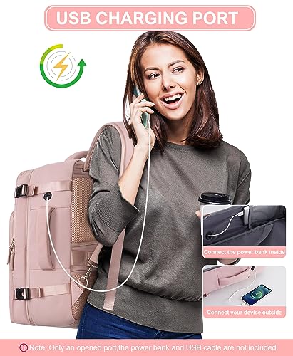 Beraliy Travel Backpack, Airline Approved Personal Item Bag, Carry On Backpack for Women,Lightweight Weekender Bag, Laptop Backpack Hiking Business Casual Daypack, Pink
