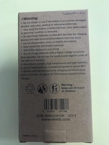 EEMB Lithium Polymer Battery 3.7V 1100mAh 603449 Lipo Rechargeable Battery with Wire JST 2.0mm Connector for Speaker and Wireless Device- Confirm Device & Connector Polarity Before Purchase