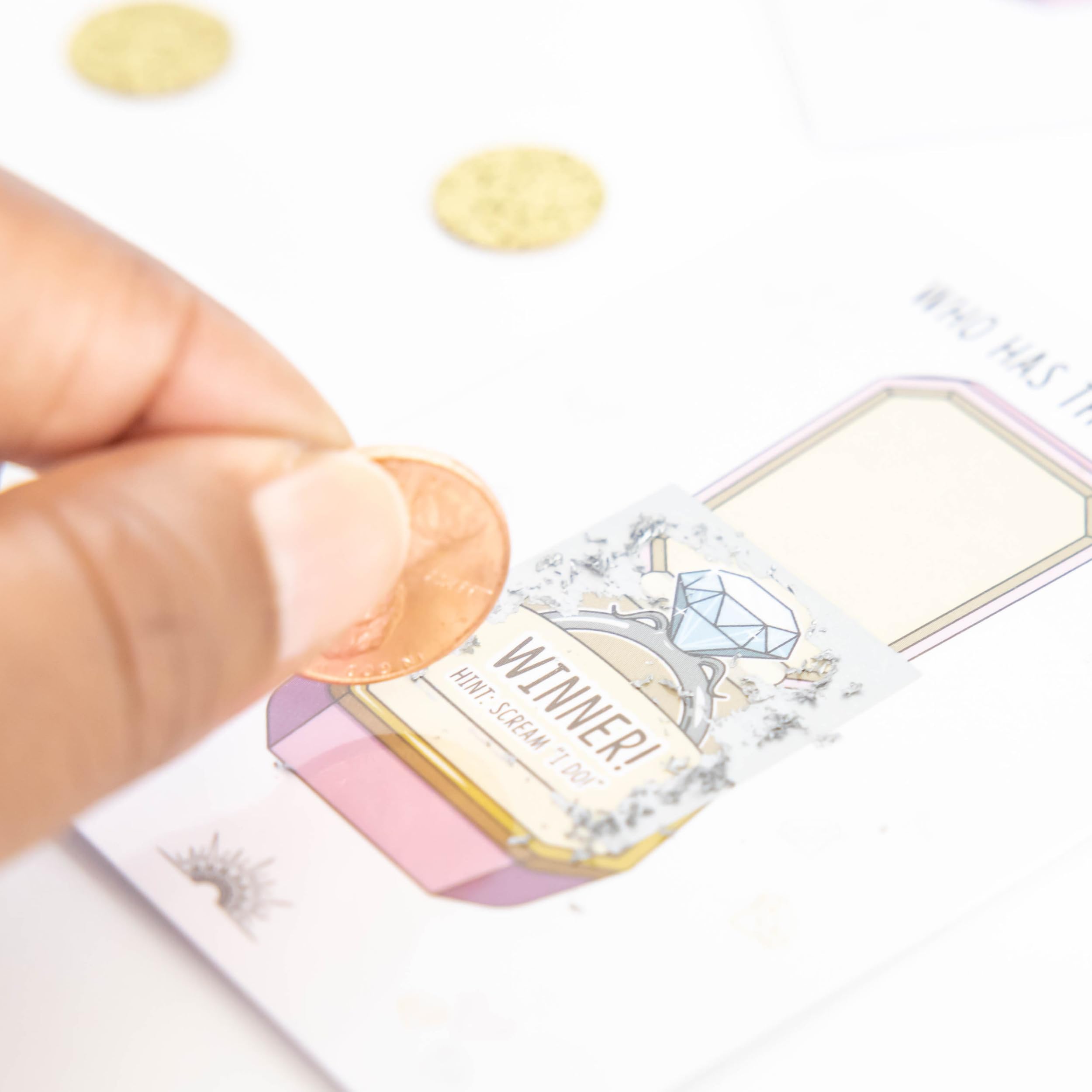 COTIER BRAND Who Has The Ring Bridal Shower Scratch Off Game - Hilarious Losing Phrases on Ticket Cards - Easy to Play - Funny Wedding Shower or Fun Engagement Party Game Idea for 30 Guests