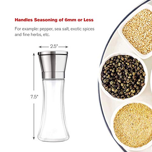 bonris Professional Stainless Steel Salt and Pepper Grinder with Adjustable Coarseness with Five Grinding Level Pepper Mill Grinders Shakers .(Single Package)