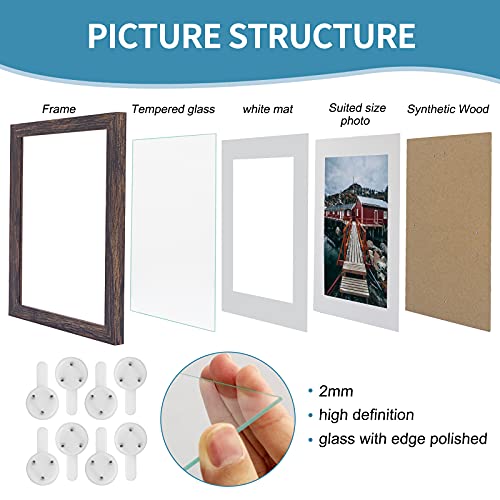 BEYAHELA Rustic 4x6 Picture Frame Set 6 Pack, White 4x6 Photo Frames with Mat, Distressed Wood Farmhouse Frame for Table Top Display Frames 4x6 for Wall Decoration with Real Glass&Hang nails (Mixed)
