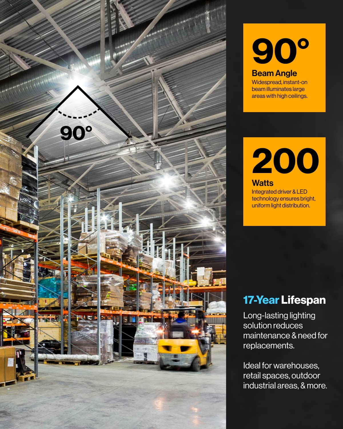 Sunco UFO LED High Bay Light, Lighting for Warehouse, 6500K True White, 200W, 29000 LM, 120-277VAC, Dimmable 0-10V, IP65 Waterproof Weatherproof, Super Bright, UL 2 Pack