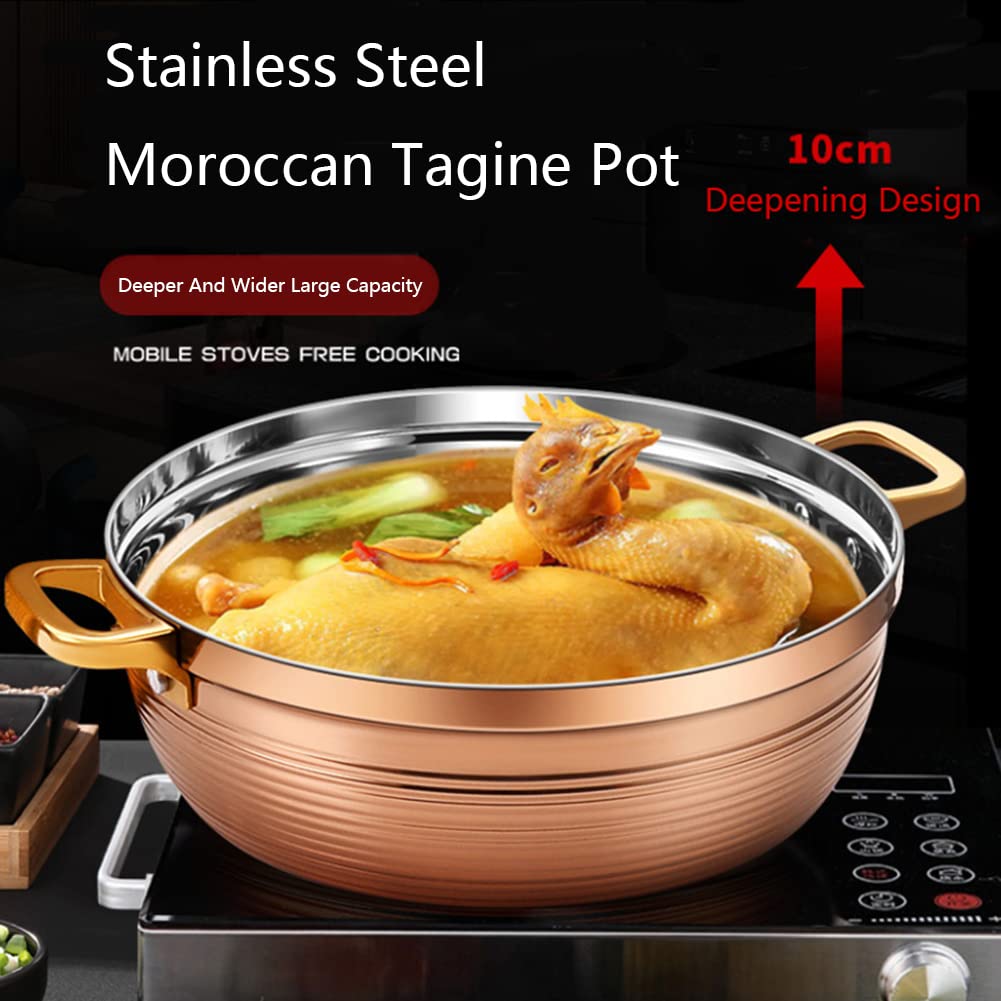 22cm Stainless Steel Tagine Pot Moroccan Tajine Cooking Cookware with Cone-Shaped Closed Lid for Stew Casserole Slow Cooker, 1-2 People Use