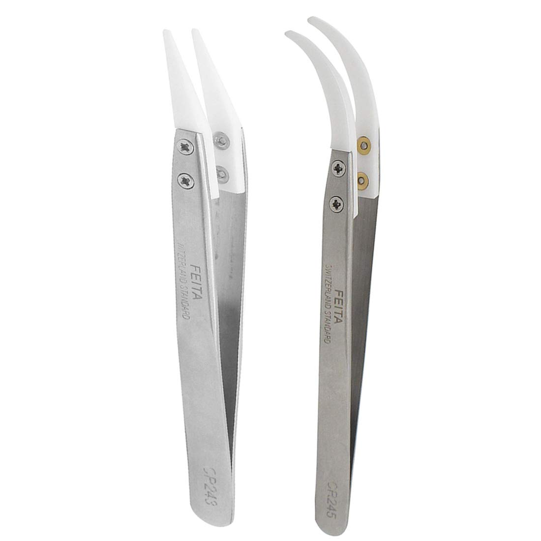 Ceramic Tweezer Set - FEITA Ceramic Precision Tweezers for Electronic Repair, DIY Hobbies - NO MORE BROKEN TIPS! (2-Pcs)