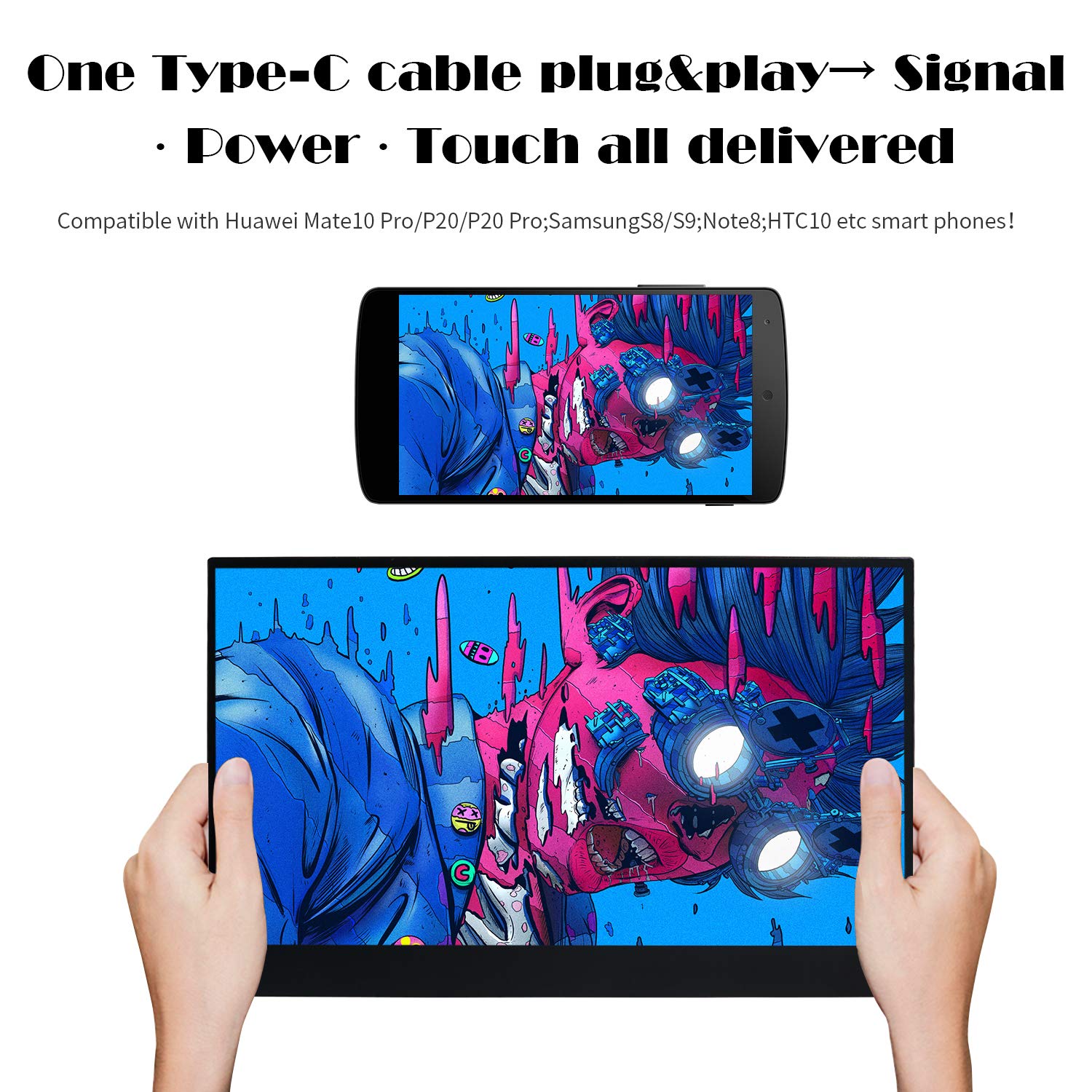 WIMAXIT 15.6inch Portable Touch Screen Monitor USB C HDMI Lapotp Monitor Compatible for Android Phone with Buit-in Soeakers for Gaming,Home Office