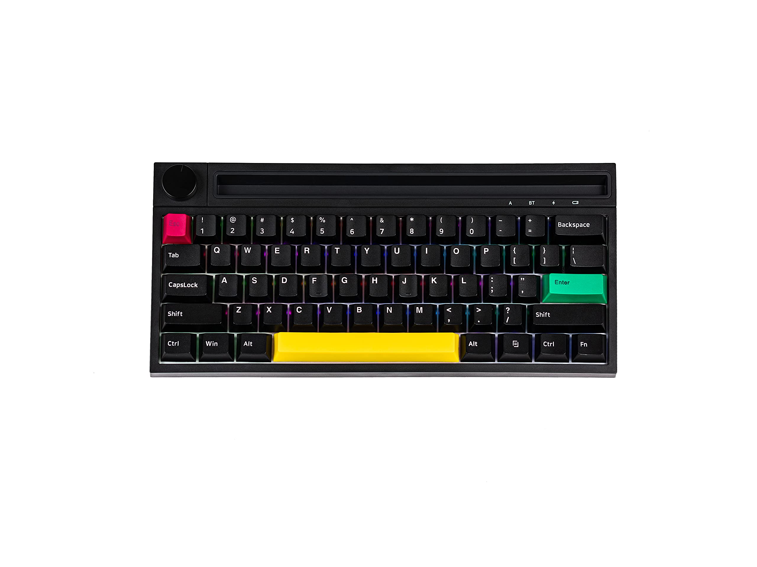 YUNZII Ajazz K620T Wireless Mechanical Keyboard with Integrated Stand Phone Holder with 61 Keys,RGB Backlit, Volume Botton, and PBT Keycaps for Win/Mac/Gaming (Blue Switch,Black)