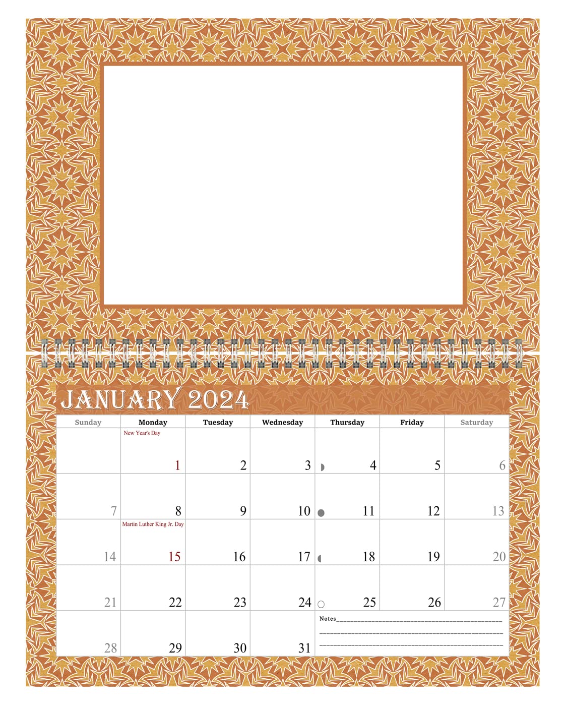 2024 Photo Frame Wall Spiral-bound Calendar (Add Your Own Photos) - 12 Months Desktop/Wall Calendar/Planner - (Edition #09)