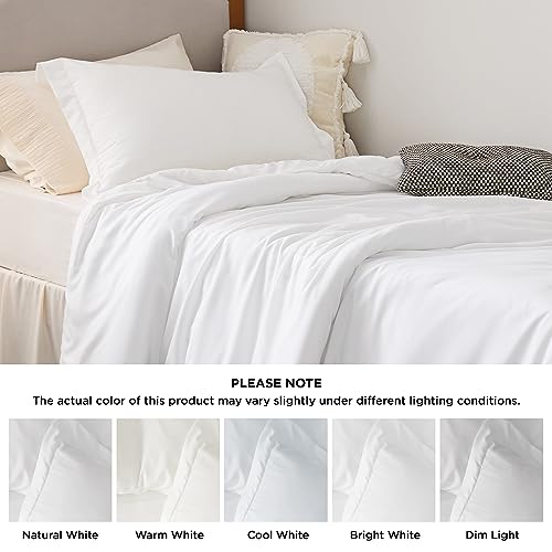 Bedsure Twin/Twin XL Duvet Cover Dorm Bedding - Soft Brushed Microfiber Duvet Cover Twin, 2 pcs, Includes 1 White Duvet Cover (68"x90") with Zipper Closure & 1 Pillow Sham, Comforter NOT Included
