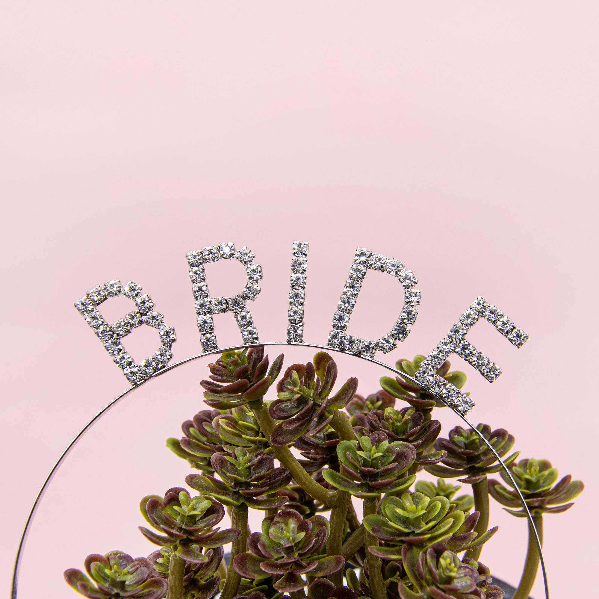 AUEAR, Rhinestone Bride Headband Elegant Bride Crown Bachelorette Party Headbands (Silver)
