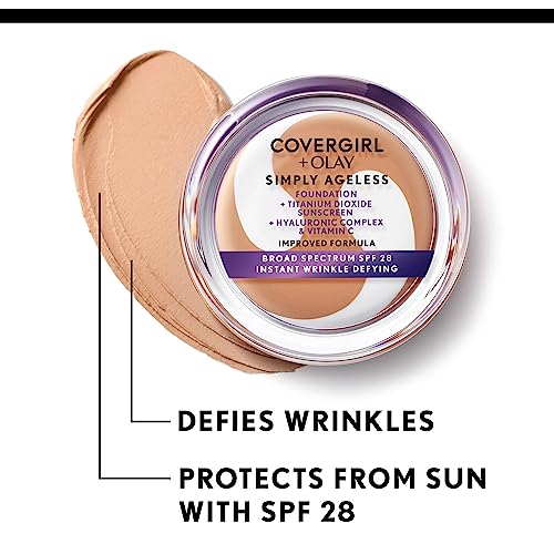 COVERGIRL & Olay Simply Ageless Instant Wrinkle Defying Foundation and Simply Ageless 3-in-1 Liquid Foundation, Classic Ivory Bundle, Variety Pack, 1 Fl Oz