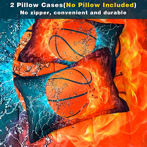 Andency Basketball Comforter Queen(90x90 Inch), 3 Pieces(1 Basketball Comforter, 2 Pillowcases) Sport Microfiber Comforter Set Bedding Set for Kids Boys Girls Teens