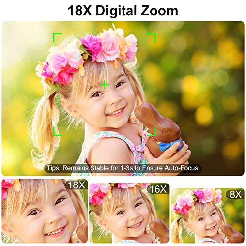 BooHAN Digital Camera,UHD 4K&48MP Video Camera for Photography,Vlogging Youtube,Auto-Focus,18X Zoom,Dual Cameras, Multi-Filters,Travel Portable Beginners,Adults,Teens,Kids-White,(X9)