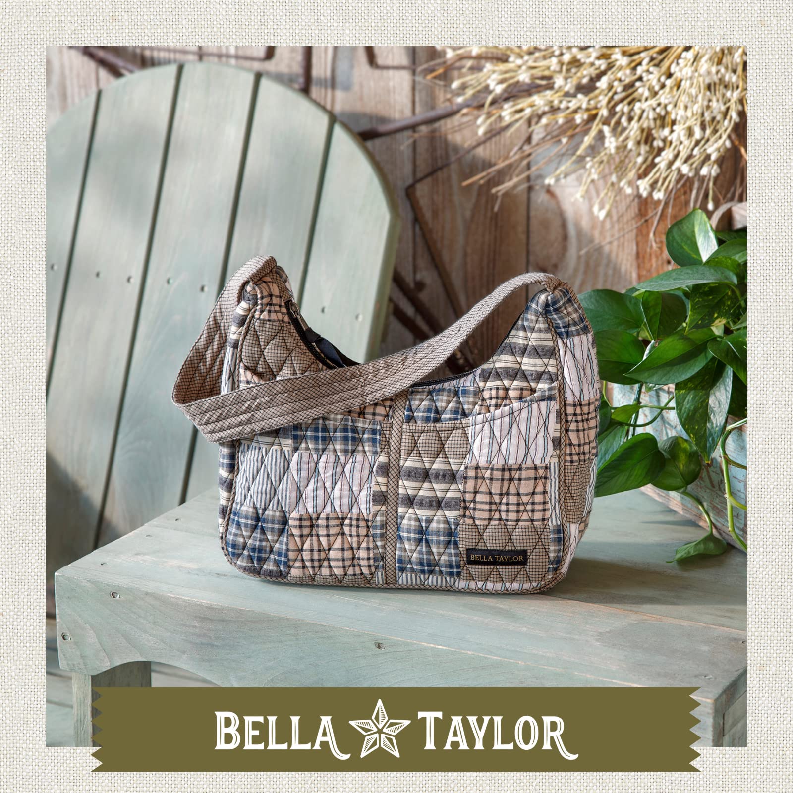 Bella Taylor Blakely - Hobo Shoulder Bag for Women - Lightweight Quilted Fabric Purse with Pockets β Rory