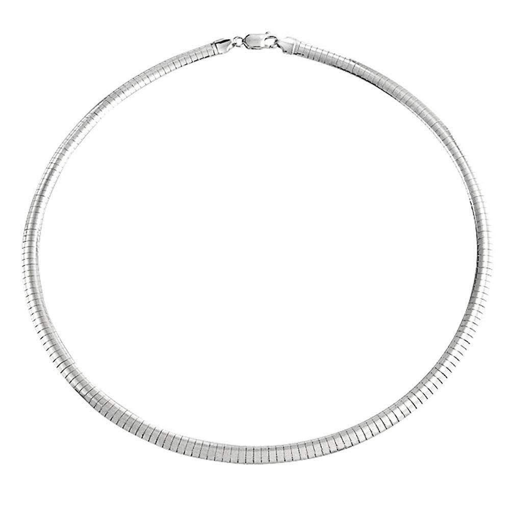 2mm thick solid sterling silver 925 Italian Omega chain necklace chocker with lobster claw clasp jewelry - inch 12"/30cm, 14"/35cm, 16"/40cm, 18"/45cm, 20"/50cm, 22"/55cm, 24"/60cm