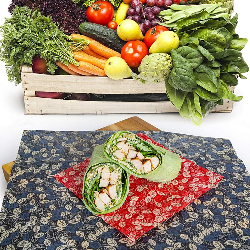 Beeswax Reusable Food Wraps - (6 Packs, 3 Sizes S,M,L, with 2 Meter Hemp Rope, Two Buttons) Plastic and Silicone Free, Eco-friendly Wrap, Wax Paper for Food,Yellow Lemon