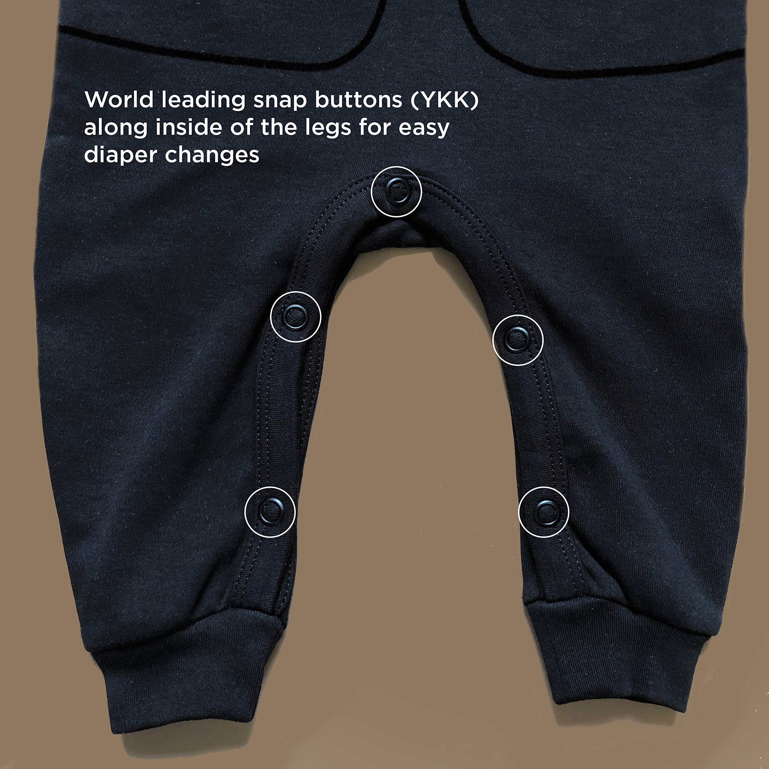 The Tiny Universe Tuxedo Onesie for Fancy Baby Boys, Body Suit with Satin Bow-Tie, Jumpsuit Gentleman Wedding Outfit (All Black, 80 / 12M)