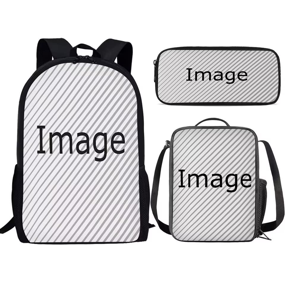 AmzPrint 3D Digital Print 17 Inch Carry On American Football Backpack For Boys 3 In 1 School Backpack And Lunch Box Set