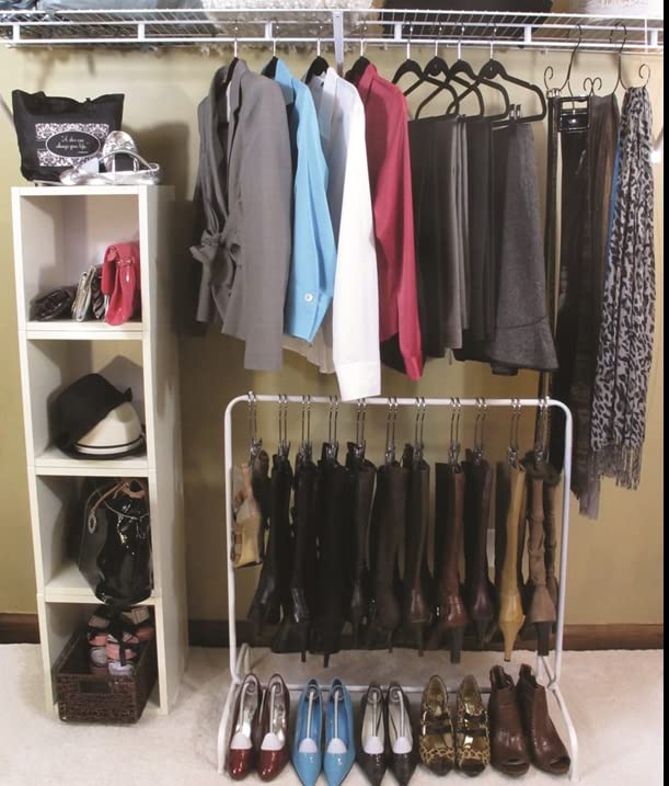 Boottique Boot Organizer: The Boot Rack - Fits in Most Closets- Hangs, Holds, Shapes, & Protects every size and style of Boots (The Boot Rack with 6 Original Silver Hangers)