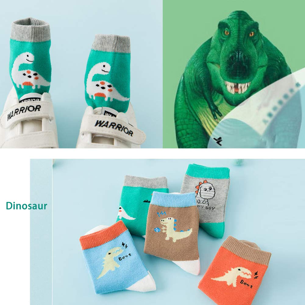 Zumou Toddler Kids Little Boys Fashion School Cotton Crew Socks 10 Pack (Size M(3-4T), Colorful)