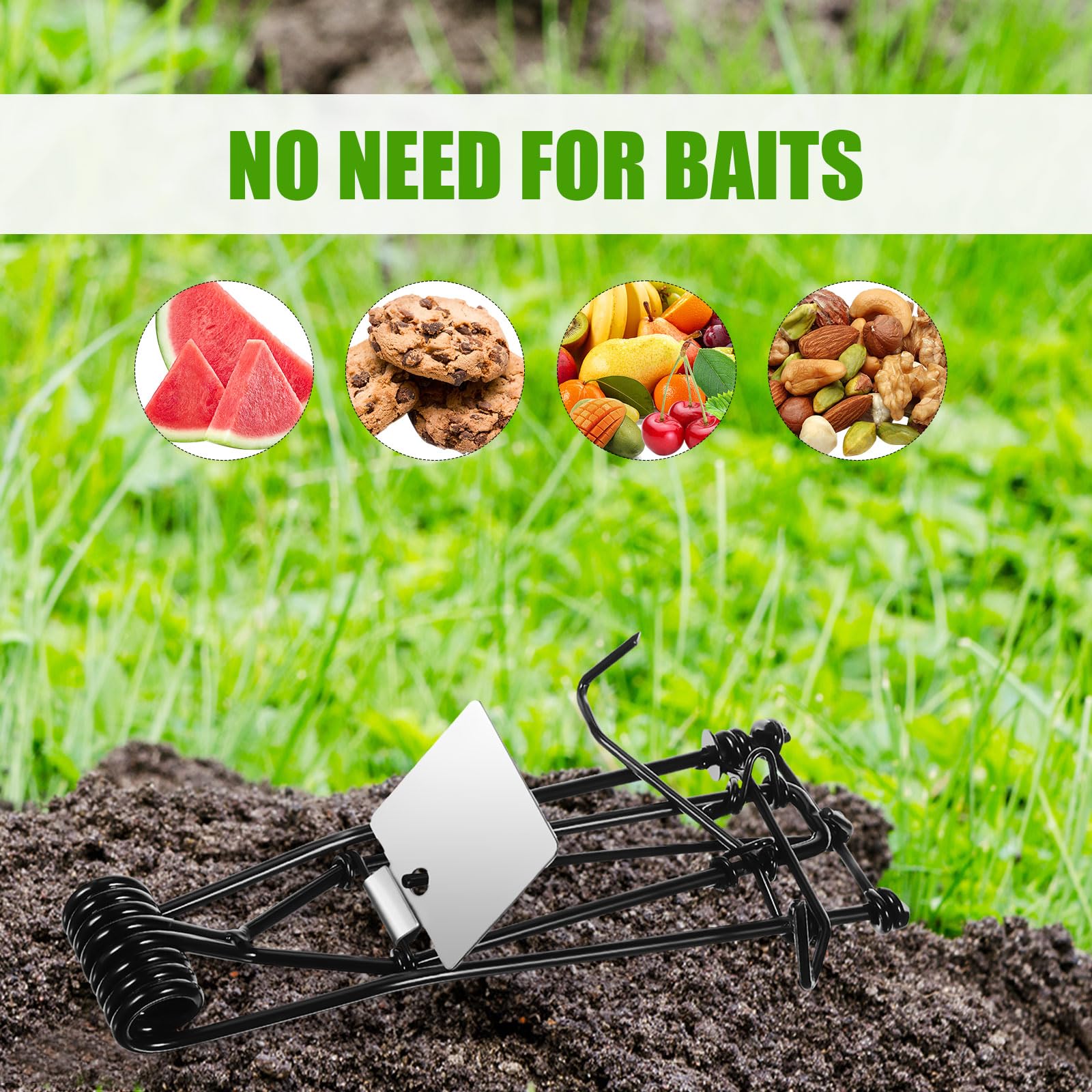 8 Pack Mole Traps for Lawns Reusable Mole Trap Gopher Killer Metal Tactical Easy Set Gopher Trap Vole Traps Outdoor Mole Killer for Lawn Yard Garden (Black)
