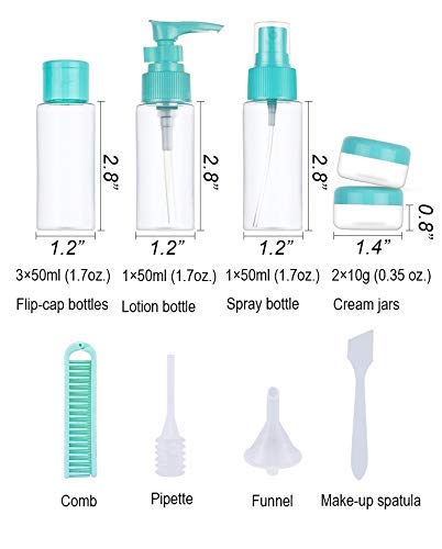 NUTAKI Tsa Approved Travel Toiletry Bottles Containers Kit (LEAKPROOF BPA FREE) Travel Accessories - 12 Pieces/Clear Case