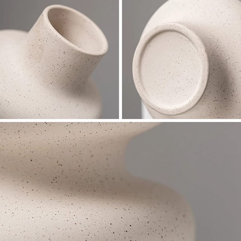 Camisin Ceramic Vase Beige Plant Pot Home Decor Flower Arrangement Garden Living Room Office Desktop Decoration Crafts