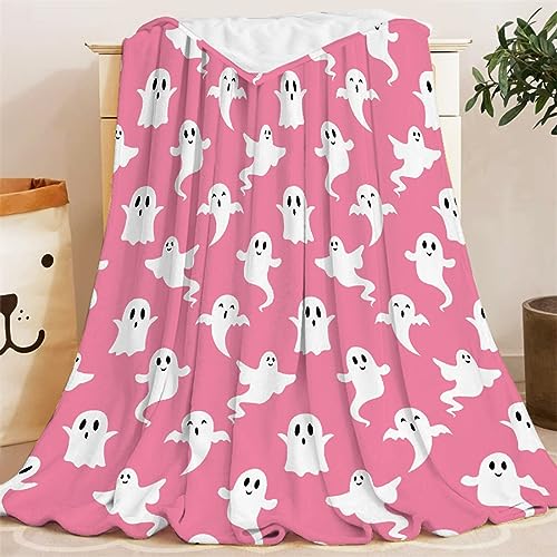 Pink Ghosts Blanket for Girls Women Kids Fleece Lightweight Throws Blanket Spooky for Boys Soft Flannel Blankets Decorations-30 x40