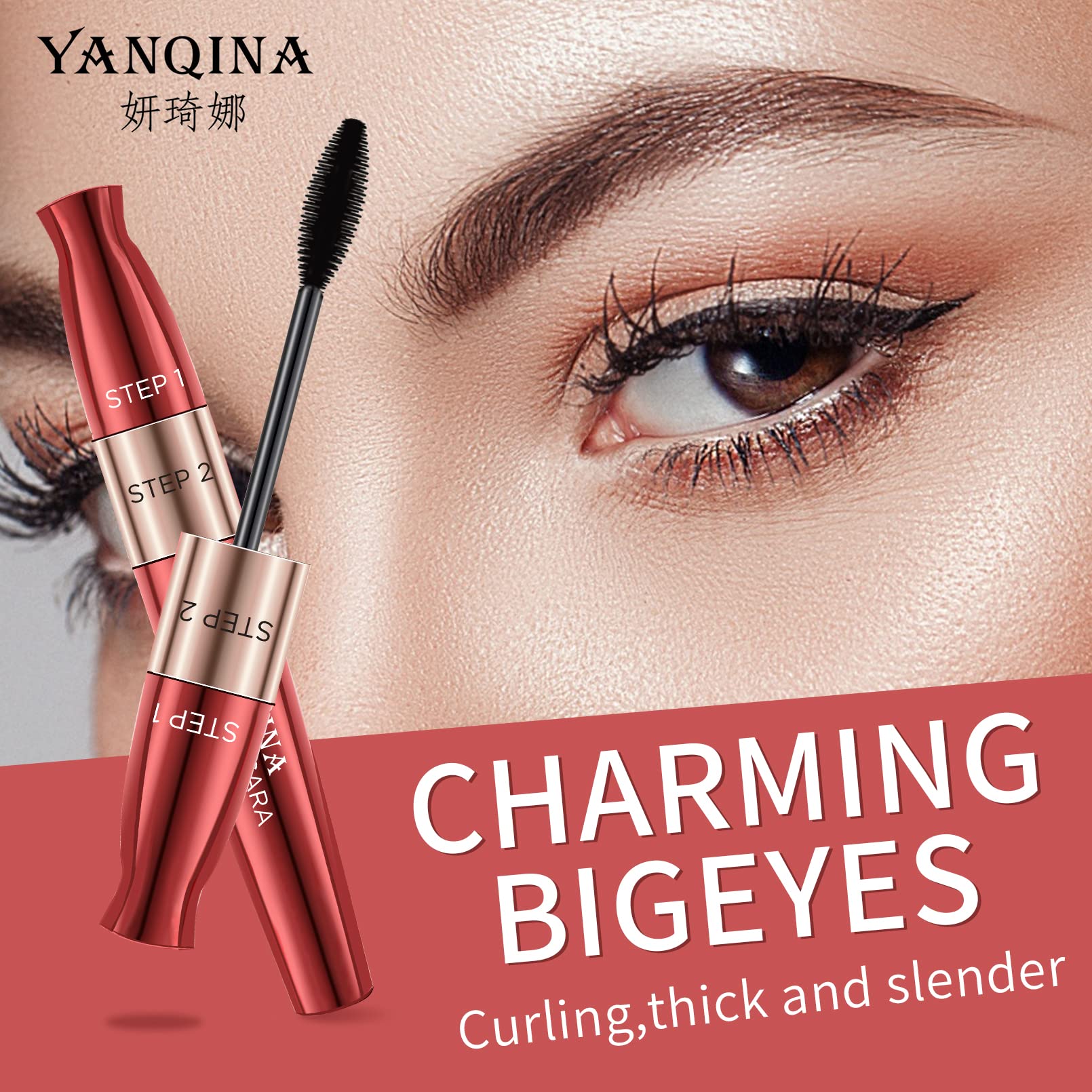 4D Silk Fiber Lash Mascara Black Volume and Length Waterproof Natural All Day Exquisitely Lush Long Lasting Charming Eye Makeup (1PCS)