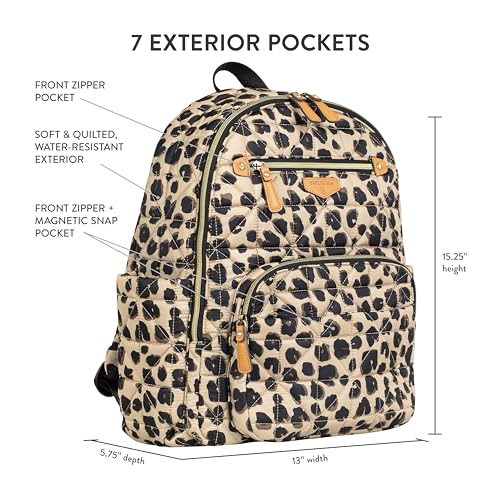 TWELVElittle Companion Diaperbag Backpack 3.0 *NEW* - Includes Changing Pad, D riings & Stroller Clips. Insulated Pockets - Leopard