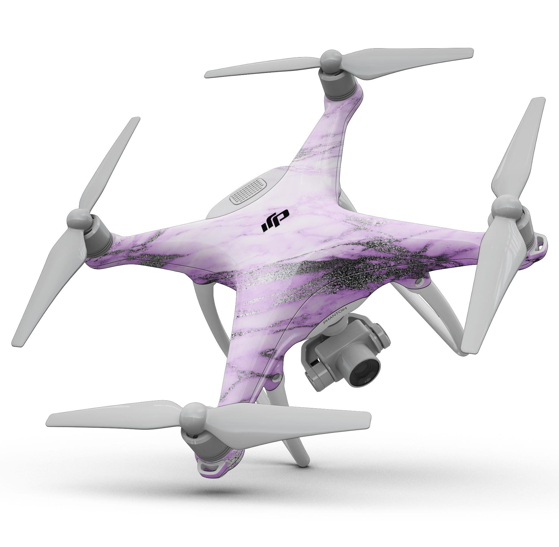 Design Skinz Design Skinz Purple Marble & Digital Silver Foil V10 Full-Body Wrap Decal Skin-Kit Compatible with The Drone DJI Phantom 3/Phantom 3 Pro