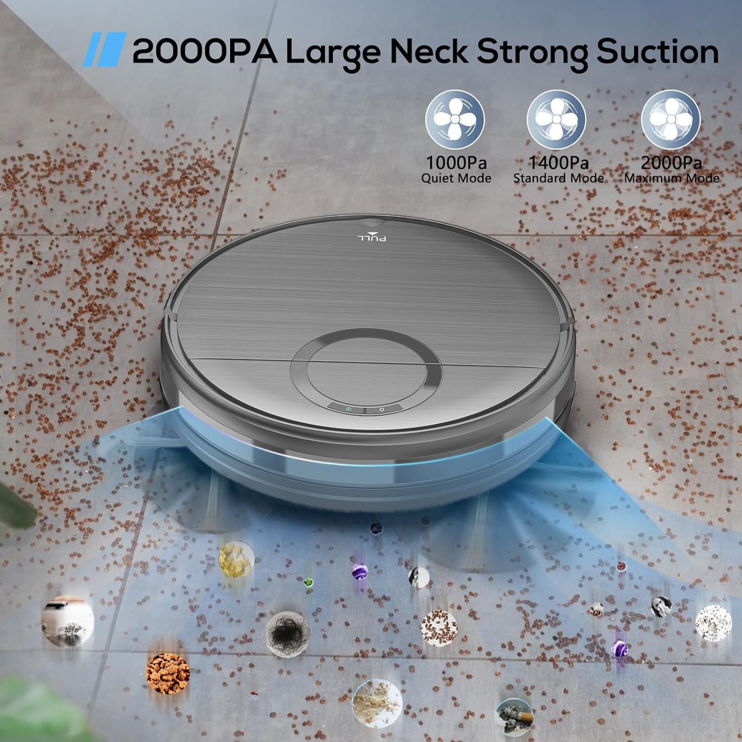 Robot Vacuum and Mop Combo, 2 in 1 Mopping Robot Vacuum Cleaner with Schedule, Wi-Fi/App/Remote, 2000Pa Max Suction, Self-Charging Robotic Vacuum, Slim, Ideal for Hard Floor, Pet Hair, Low-Pile Carpet
