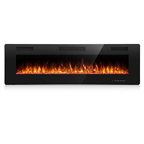 Antarctic Star 30 Inch Electric Fireplace in-Wall Recessed and Wall Mounted, Fireplace Heater and Linear Fireplace with Multicolor Flame, Timer, 750/1500W Control by Touch Panel & Remote