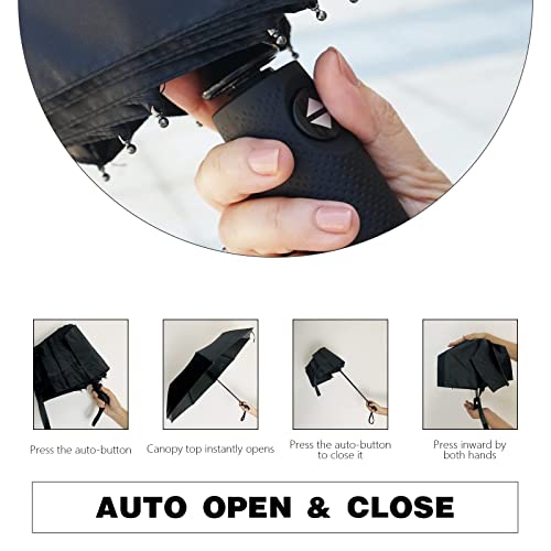 ALFROTEY Compact Travel Umbrella for Rain Portable Automatic Open and Close Windproof Sun Umbrella UV Protection Lightweight Small Folding Car Umbrella for Women and Men (Green, L)