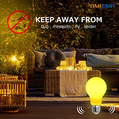2pack A19 Yellow Light Bulb,LED Light Bulbs Outdoor,Edison Bulb 5W Equivalent to 40W,Amber Bedroom Night Light Bulb, E26 Medium Base, Non-Dimmable for Home Hallway Porch Lights, Decorative Lamps