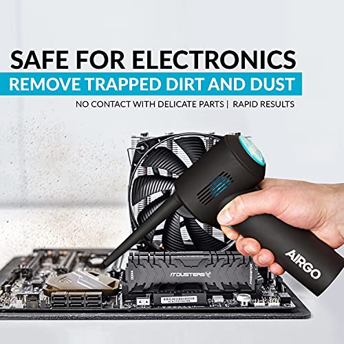 IT Dusters AIRGO Mini Air Duster Cleaner for PC, Laptop, Console, Electronics and Home Cleaning, Cordless and Rechargeable, An Environmental Alternative to Spray Air Can Duster Keyboard Cleaner, Black