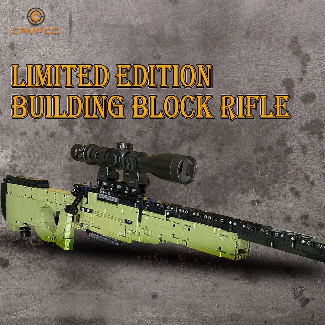 CampCo Sniper Rifle Gun Building Blocks Blaster Kit, like Lego & NERF, 14+ yrs & Adults, 1491 pcs 3D, Simulation Weapon Toy, DIY, Mechanical Model Kit
