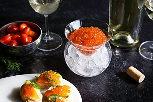 Kook Glass Caviar Chiller Server Set, Serving Dish with Ice Holder, for Shrimp, Appetizers, Liquor, Martinis and Cocktails, Dishwasher Safe, 5 oz Bowl, Set of 2