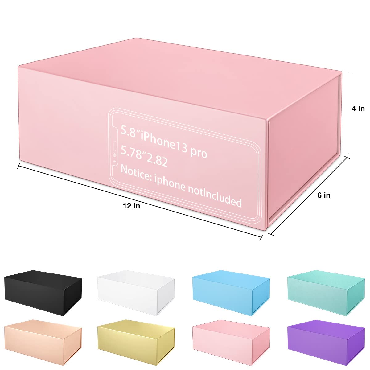 Pink Gift Box 12" x 6" x 4" with Magnetic Closure Lid Gift Box for Presents,Bridesmaid Gifts Box,Cute Box,Birthday Gift box,Luxury for Gift Packaging, Magnetic Gift Box for Wrapping Gifts (Pink)