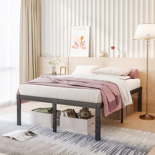 COMASACH 18-Inch King-Bed-Frame, Heavy Duty Tall Black Platform-Bed Frames No Box Spring Needed, Easy Assembly, Under Bed Storage, Noise Free Mattress-Foundation Support up to 4000Lbs