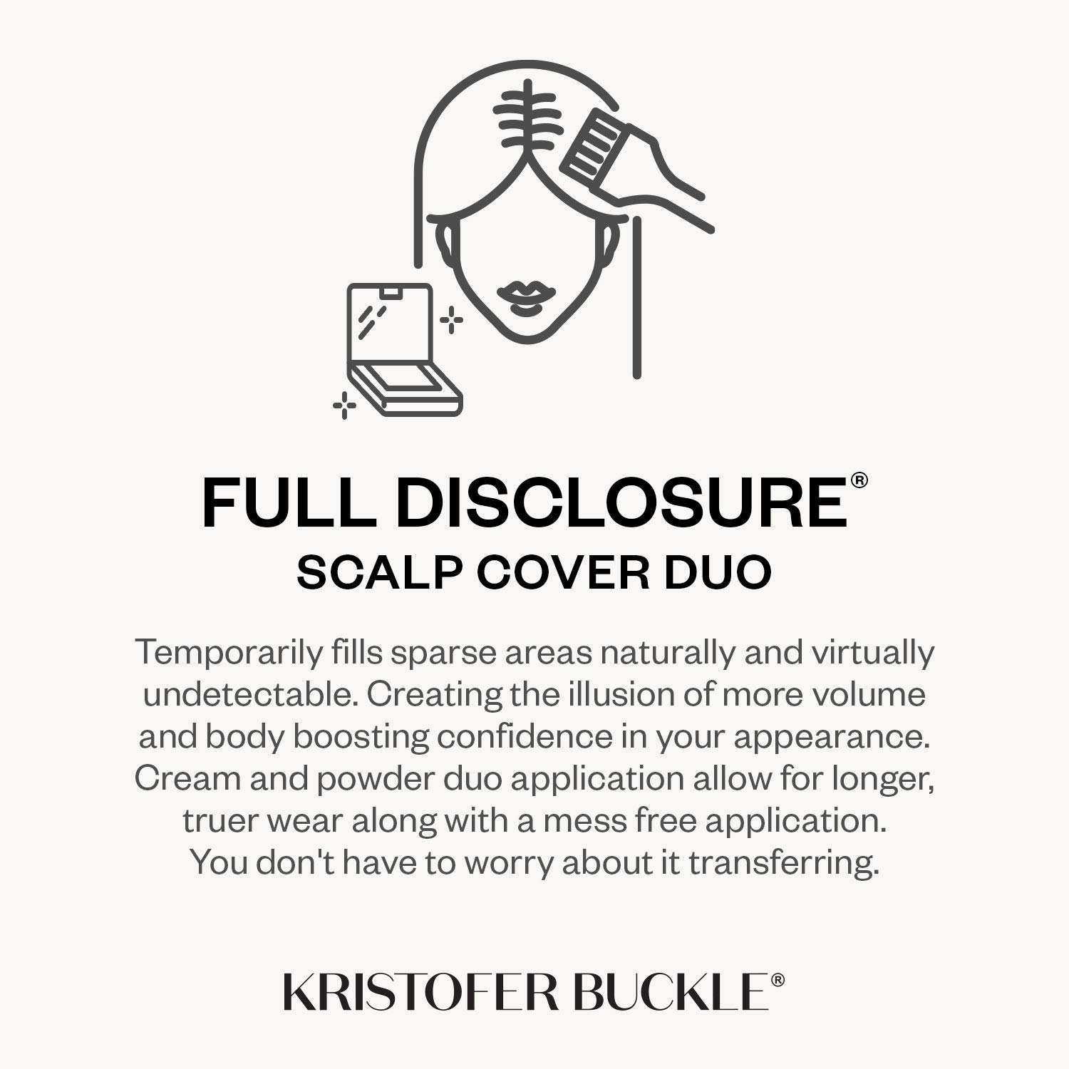 KRISTOFER BUCKLE Full Disclosure Scalp Cover Duo, 0.39 oz. | Camouflaging Cream Conceals Sparse, Thinning Hair & Bald Spots | Salt & Pepper